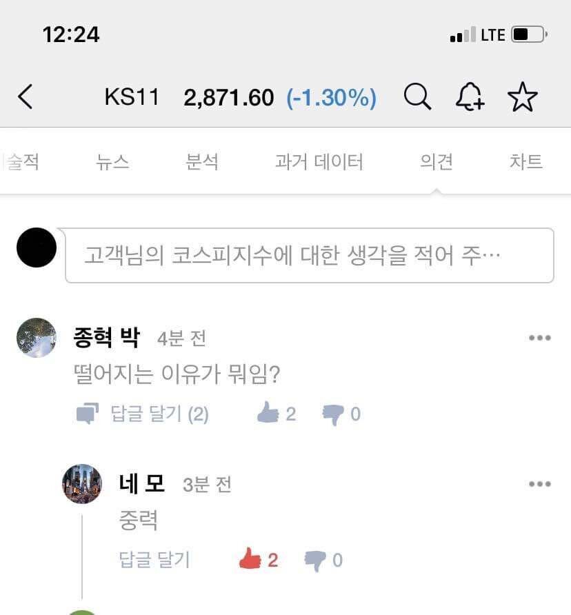 블라인드 주식·투자 주식코인이 떨어지는 이유