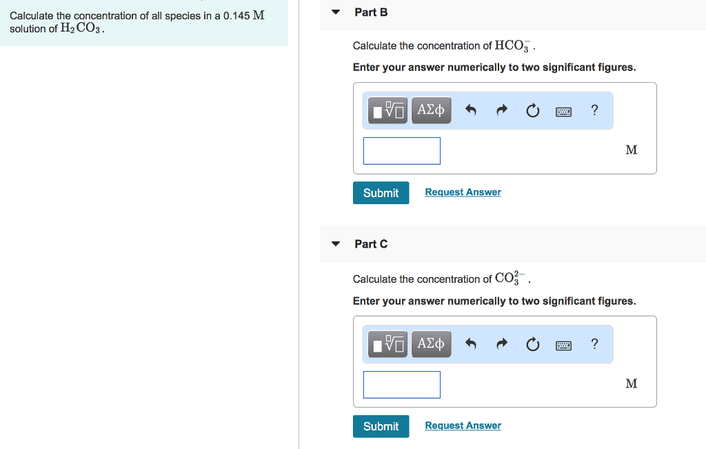 Solved Part B Calculate The Concentration Of All Species In