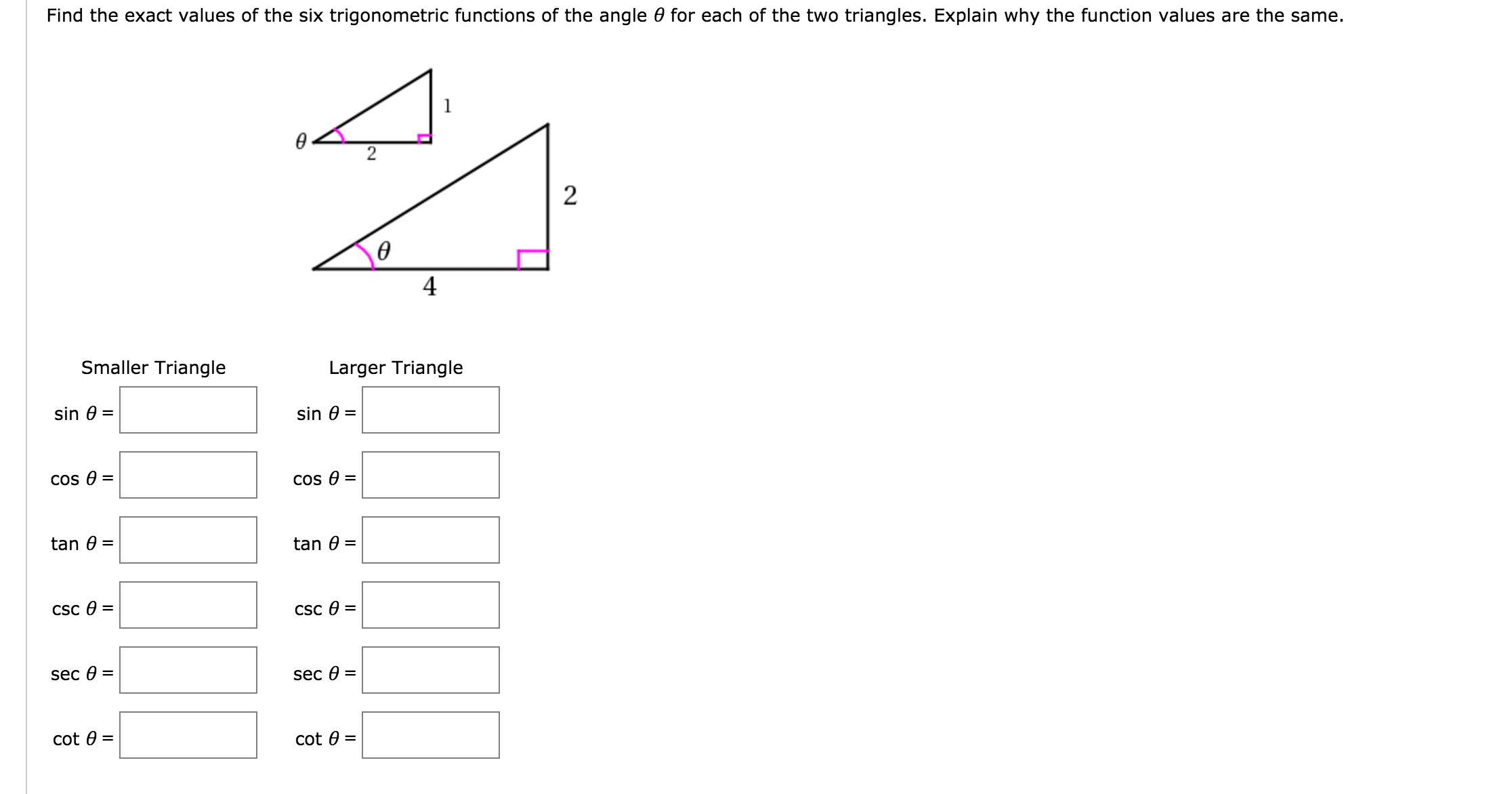 Solved Find The Exact Values Of The Six Trigonometric