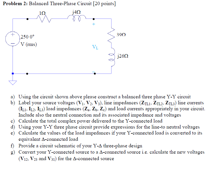 Solved Balanced Three Phase Circuit Using The Circuit Shown