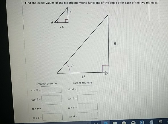 Solved Find The Exact Values Of The Six Trigonometric