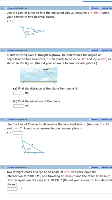 Solved Use The Law Of Sines To Find The Indicated Side X