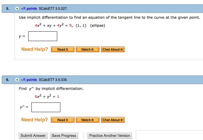 Solved Use Implicit Differentiation To Find An Equation Of