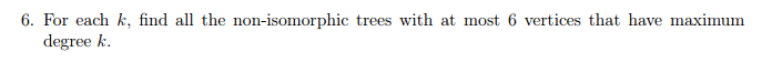 Solved 6 For Each K Find All The Non Isomorphic Trees With