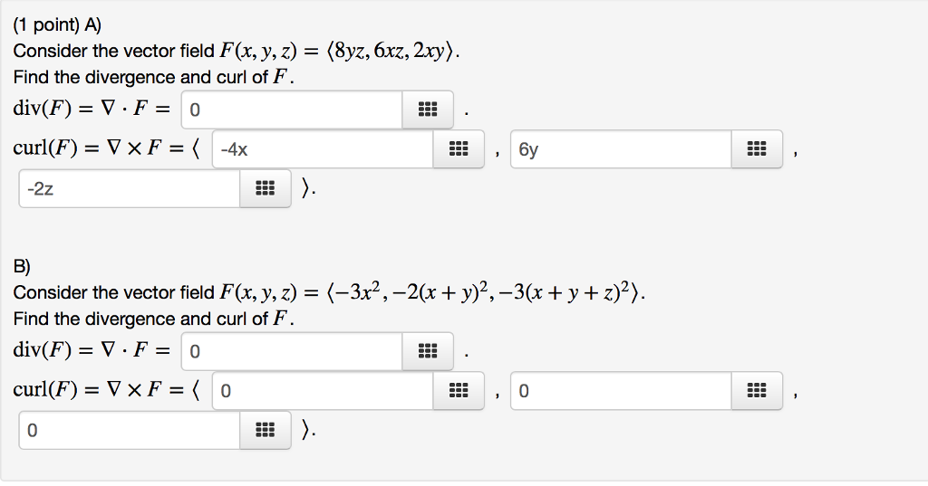 Solved 1 Point A Consider The Vector Field Fx Y Z