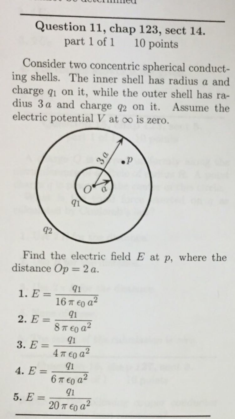 Solved Consider Two Concentric Spherical Conducting Shells