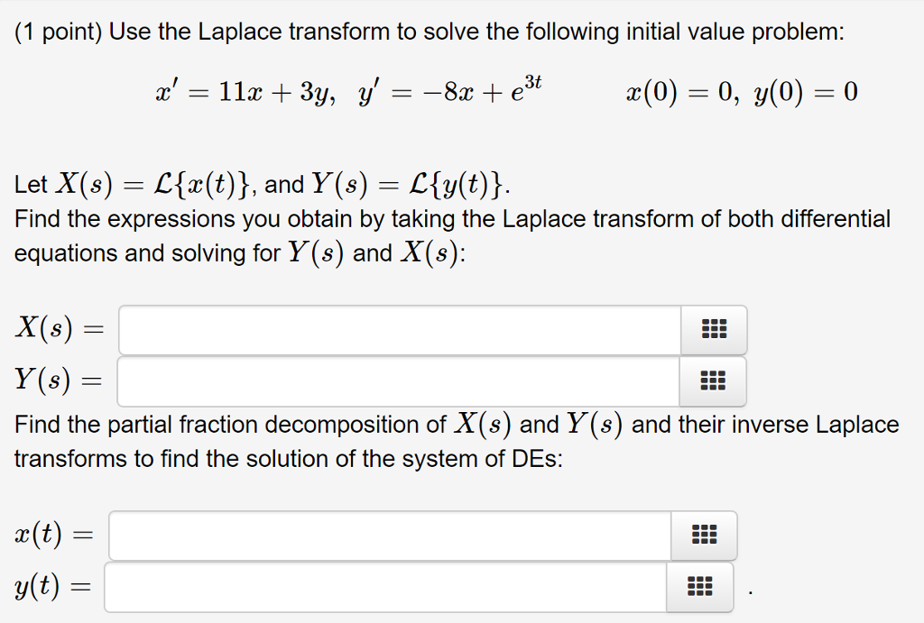 Solved 1 Point Use The Laplace Transform To Solve The