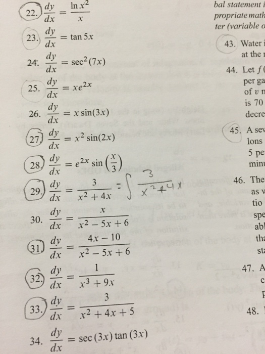 Solved Dydx Ln X2x Dydx Tan5x Dydx Sec27x