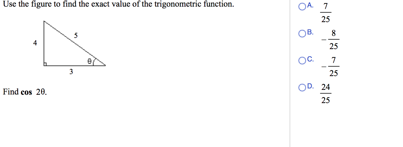 Solved Use The Figure To Find The Exact Value Of The