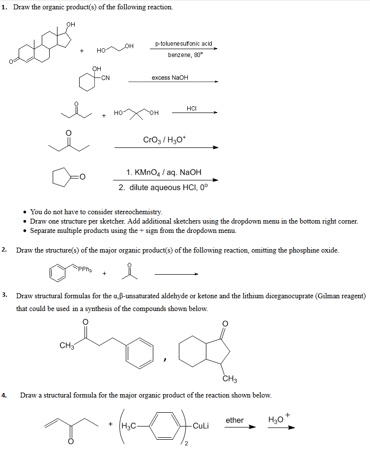 Draw The Organic Product Of The Following Reaction