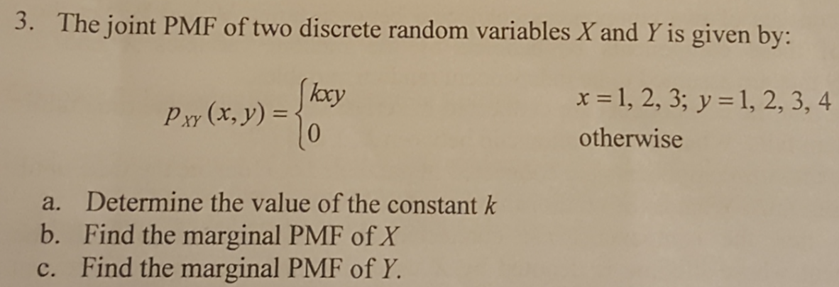 The Joint Pmf Of Two Discrete Random Variables X And