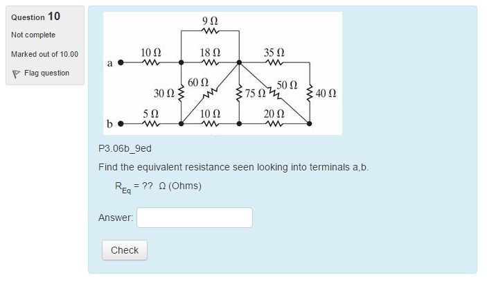 Solved Find The Equivalent Resistance Seen Looking Into