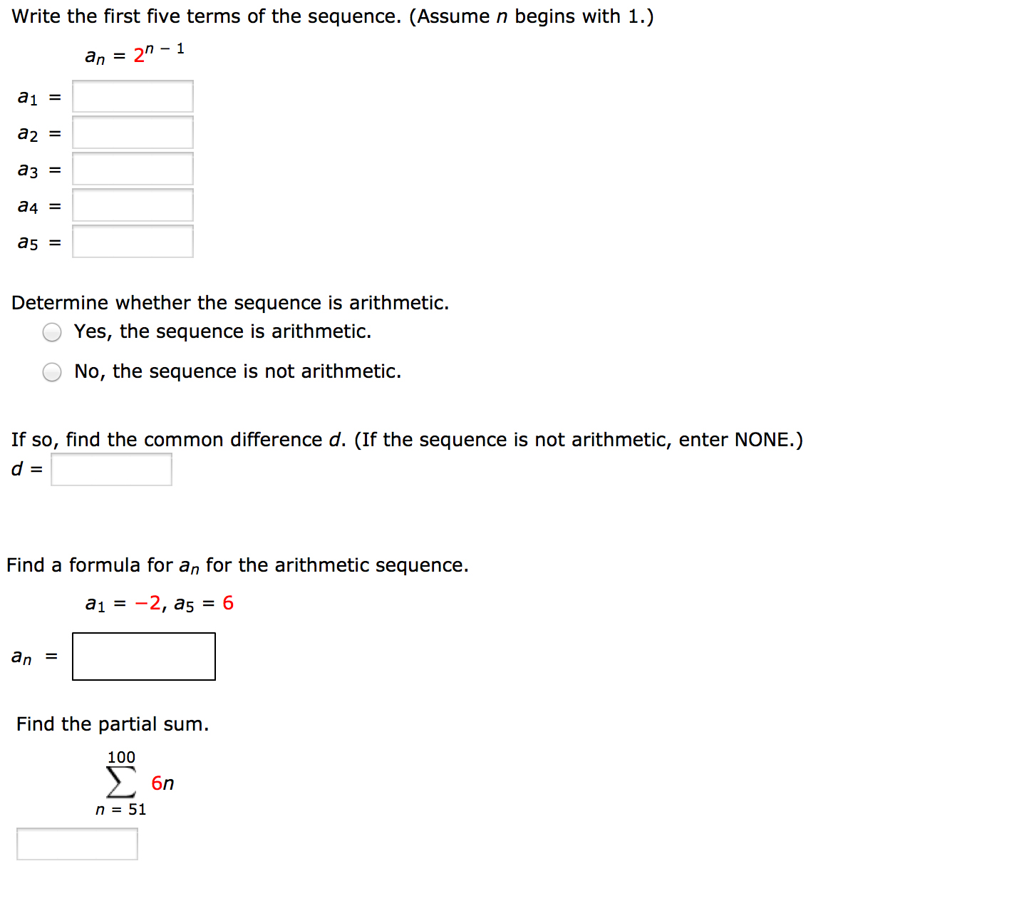 Solved Write The First Five Terms Of The Sequence Assume N