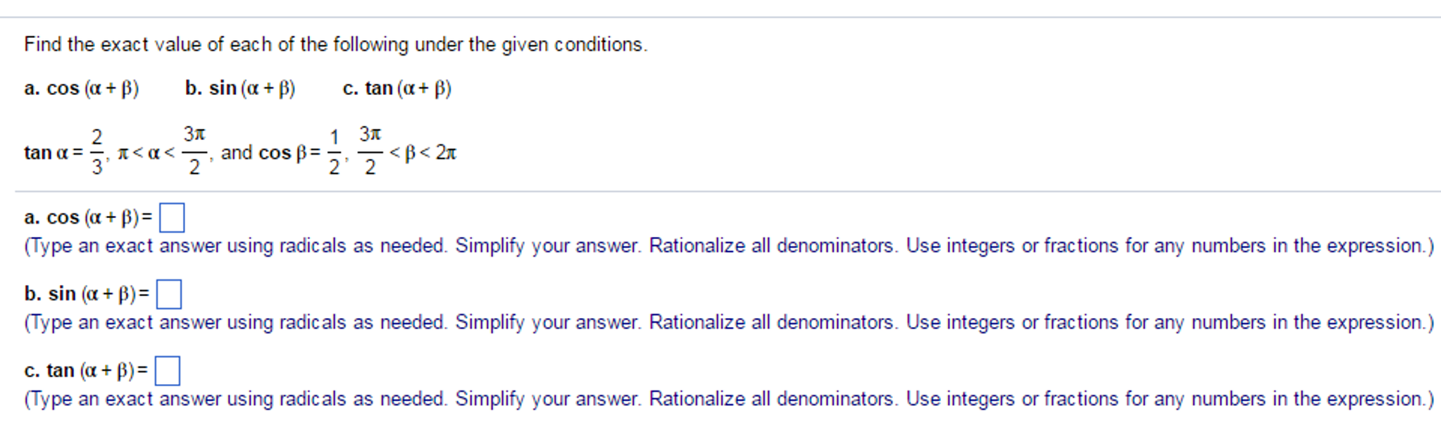 Solved Find The Exact Value Of Each Of The Following Under