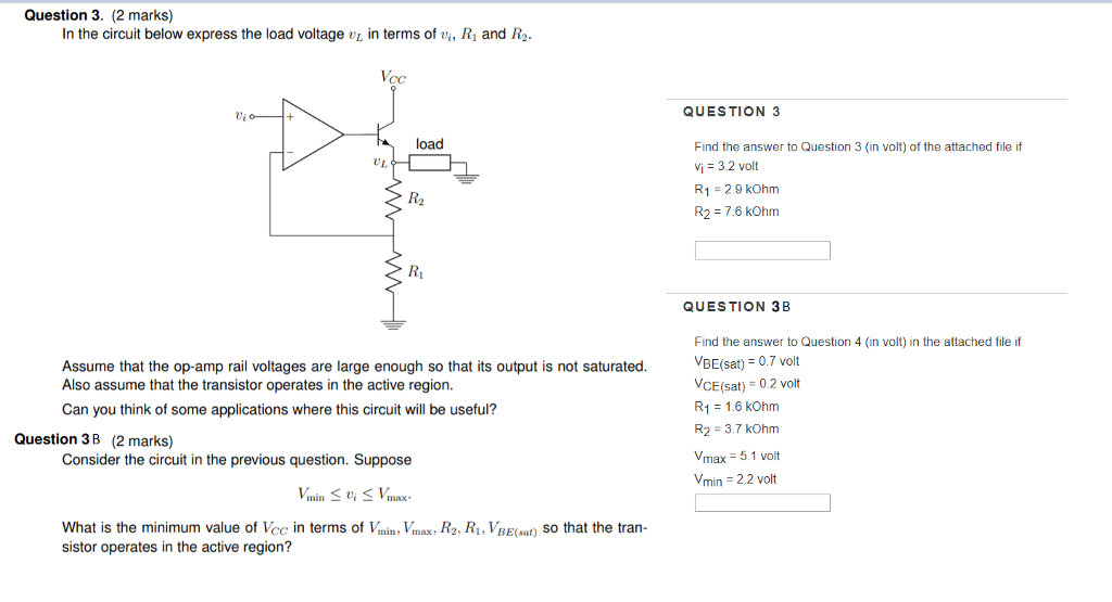 Solved Question 3 2 Marks In The Circuit Below Express