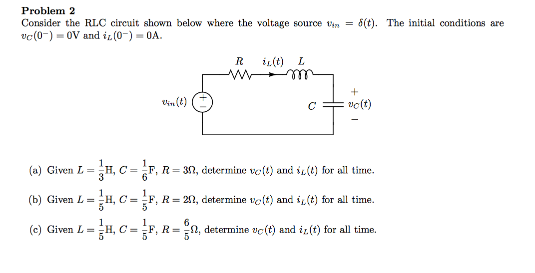 Solved Consider The Rlc Circuit Shown Below Where The