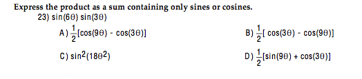 Solved Express The Product As A Sum Containing Only Sines Or