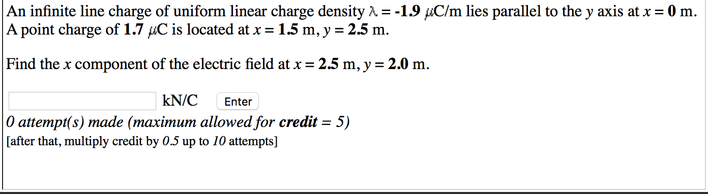 Solved An Infinite Line Charge Of Uniform Linear Charge