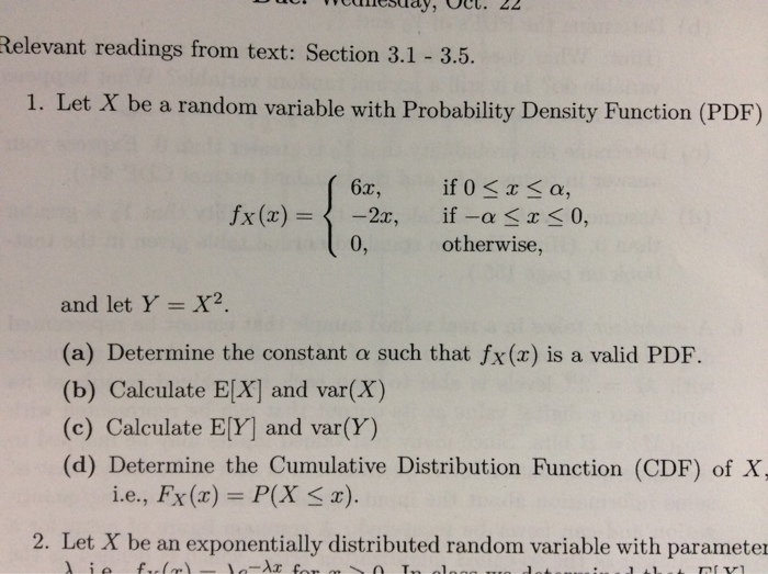 1 Let X Be A Random Variable With Probability