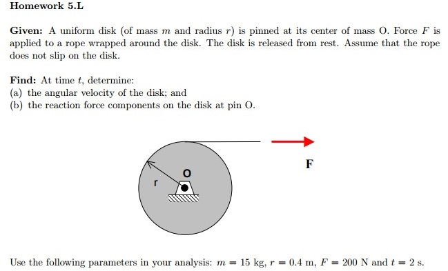 Solved A Uniform Disk Of Mass M And Radius R Is Pinned