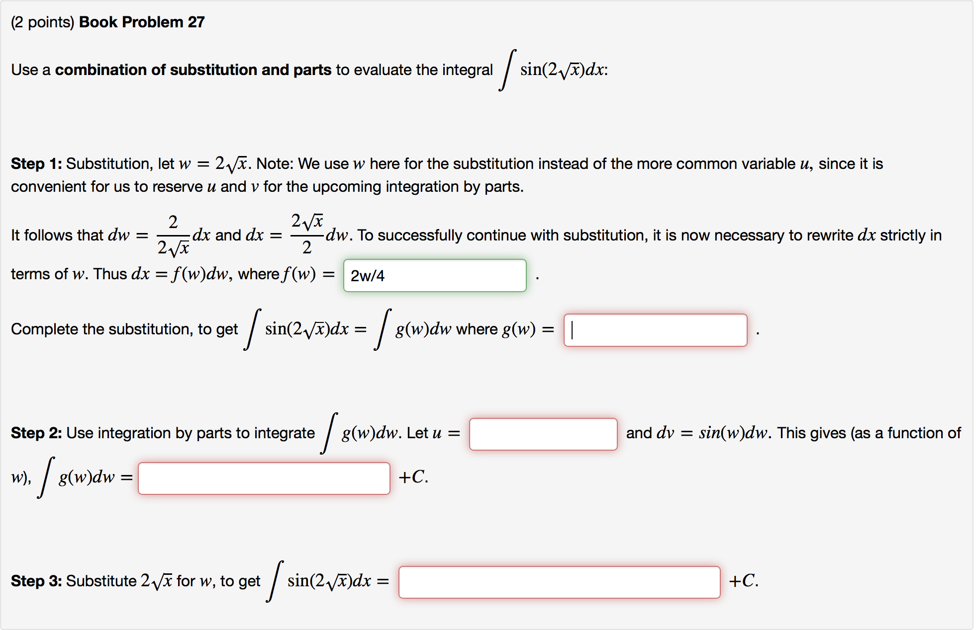 Solved Use A Combination Of Substitution And Parts To