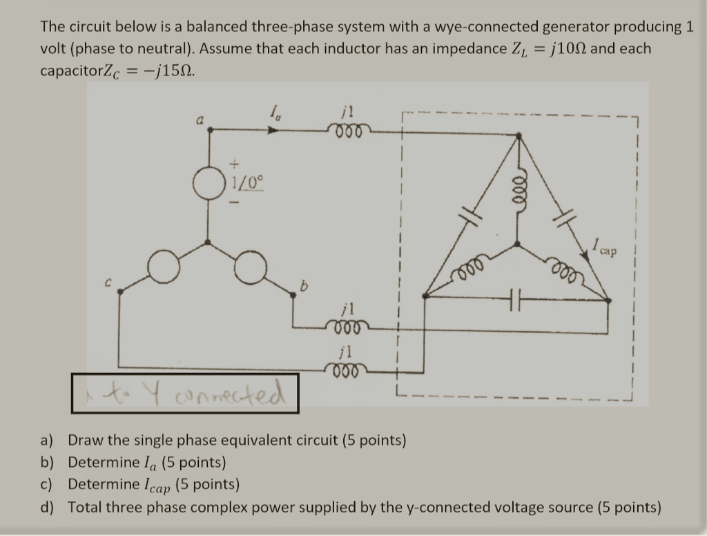 Solved The Circuit Below Is A Balanced Three Phase System