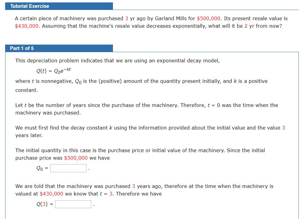 Solved Tutorial Exercise A Certain Piece Of Machinery Was