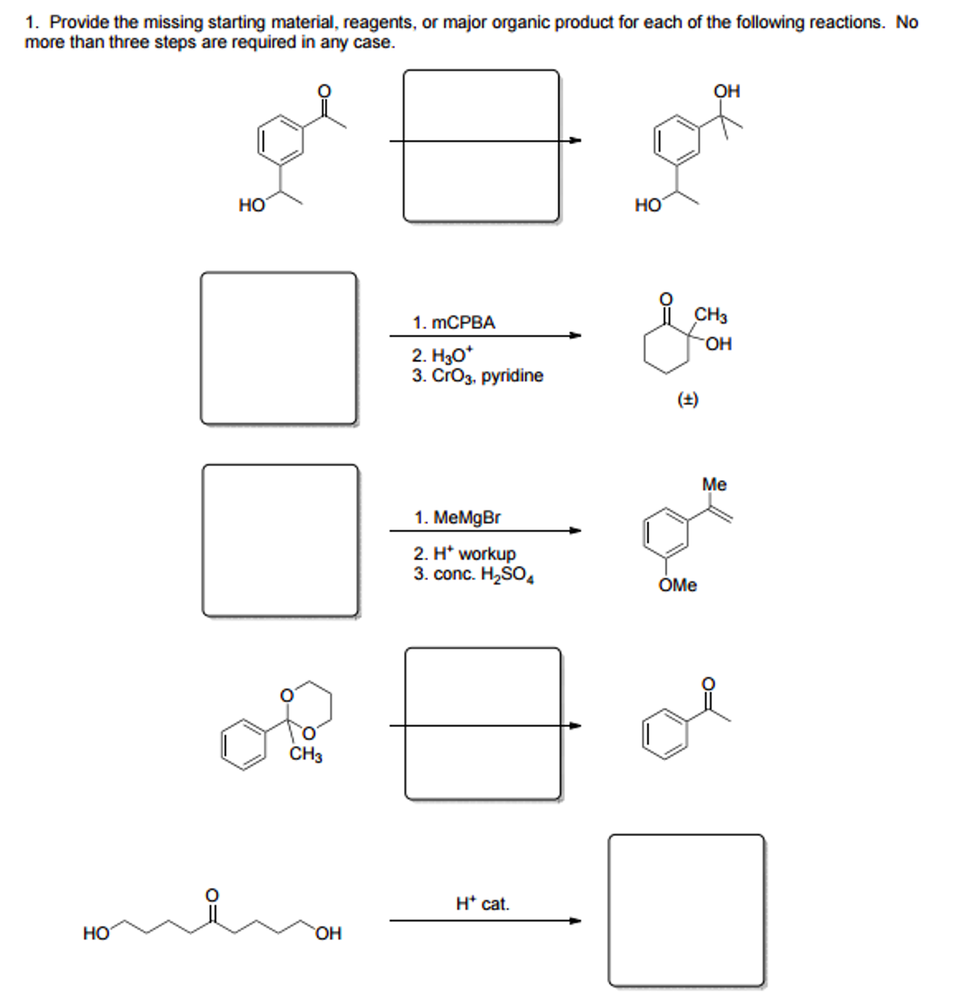 Solved Provide The Missing Starting Material Reagents Or