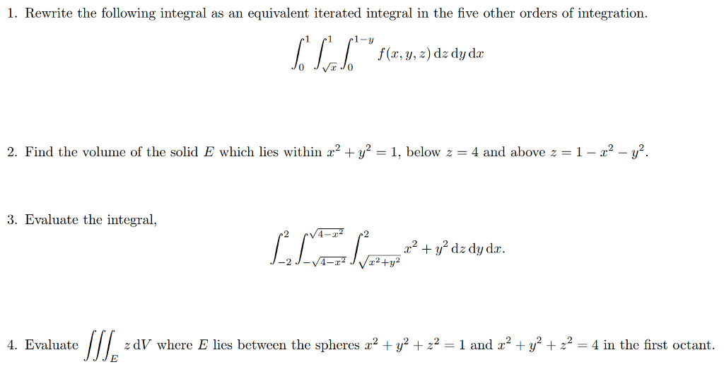 Solved 1 Rewrite The Following Integral As An Equivalent