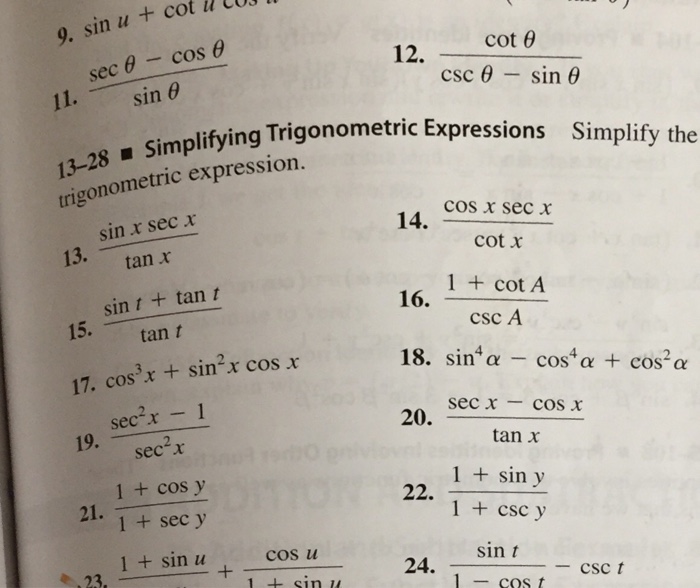 Solved Simplifying Trigonometric Expressions Simplify The