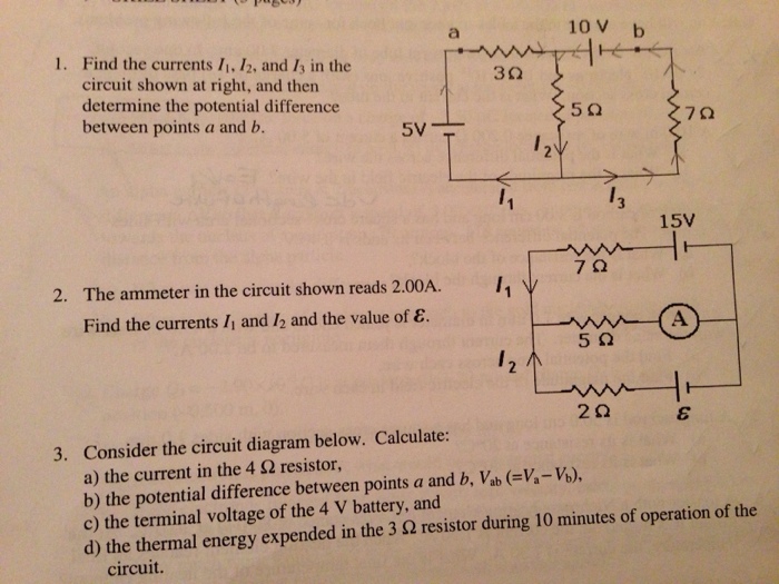 Solved Find The Currents I1 I2 And I3 In The Circuit Shown