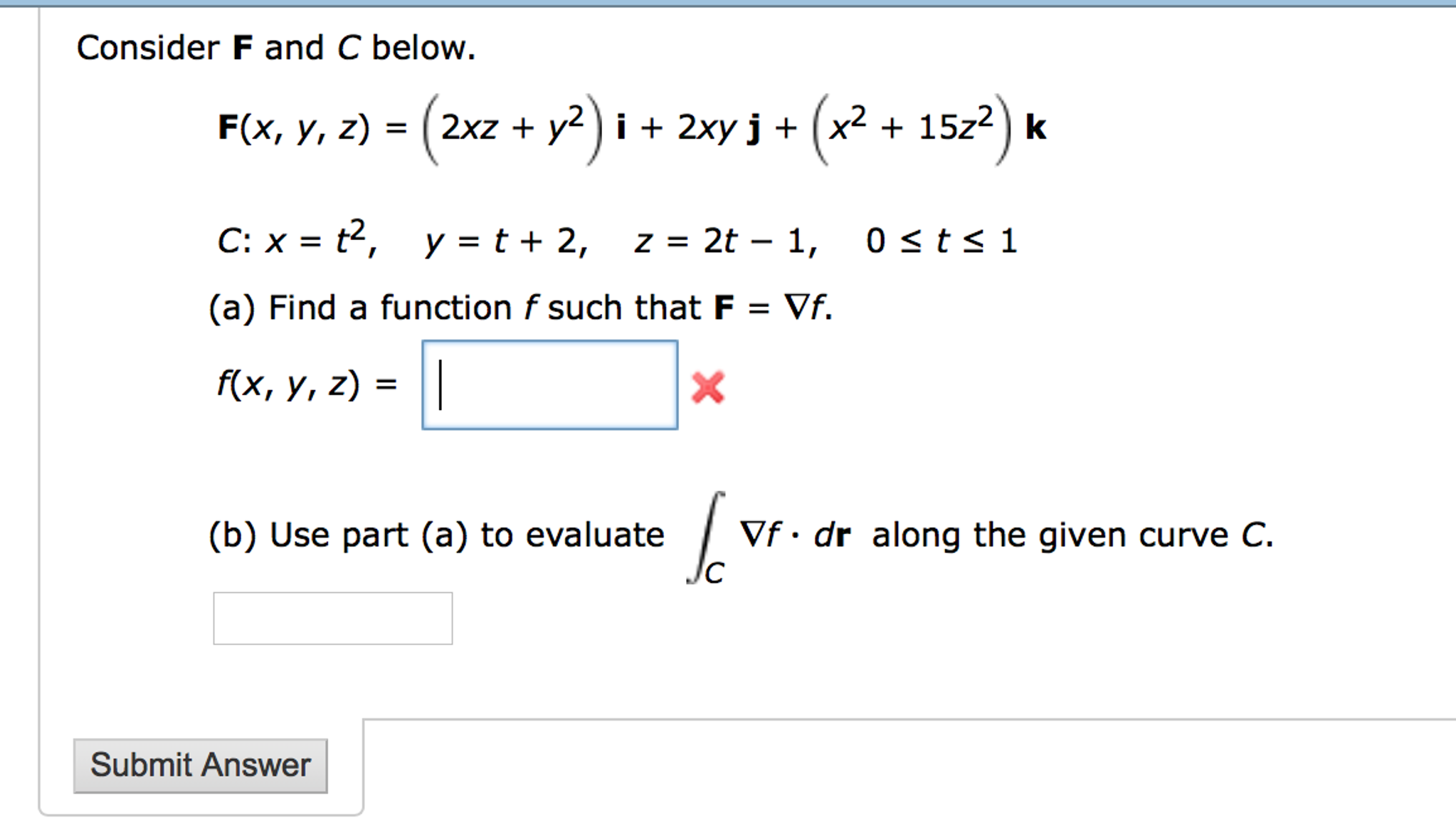 Solved Consider F And C Below Fx Y Z 2xz Y2 I