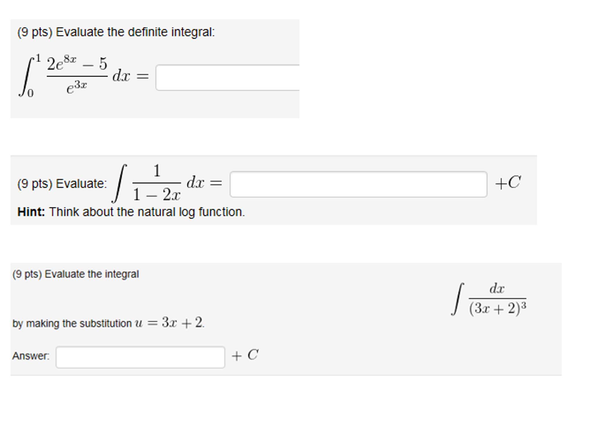 Solved Evaluate The Definite Integral Integral10 2e8x