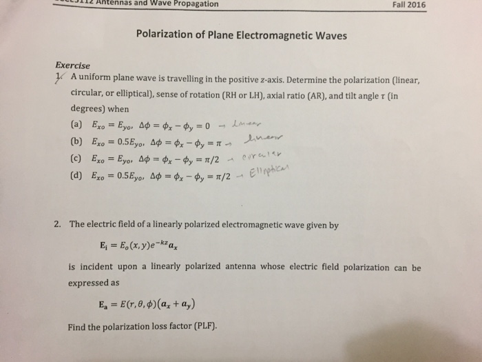 Solved A Uniform Plane Wave Is Travelling In The Positive