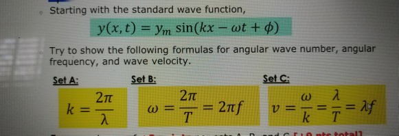 Solved Starting With The Standard Wave Function X