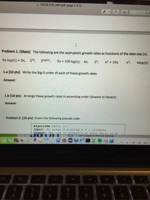 Solved The Following Are The Asymptotic Growth Rates As