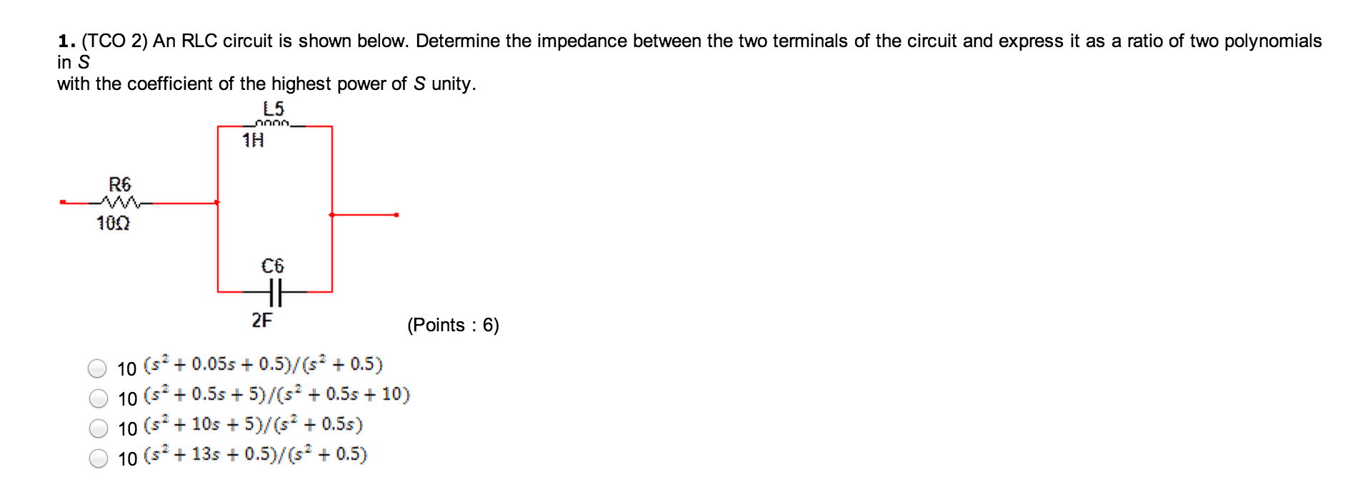 Solved An Rlc Circuit Is Shown Below Determine The