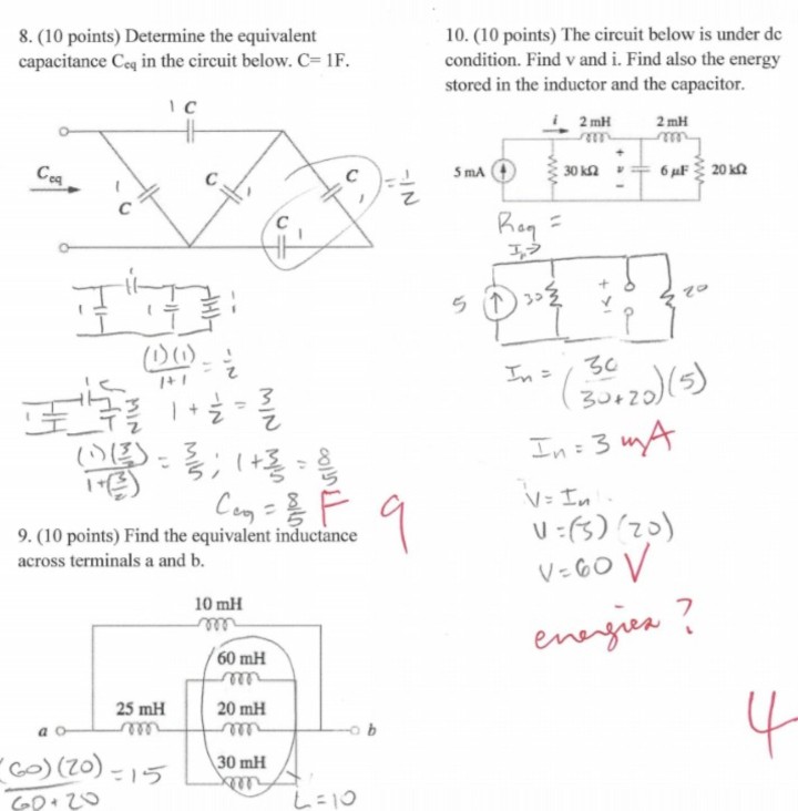 Solved 8 10 Points Determine The Equivalent Capacitance