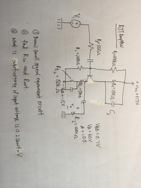 Draw Small Signal Equivalent Circuit Find Rin And