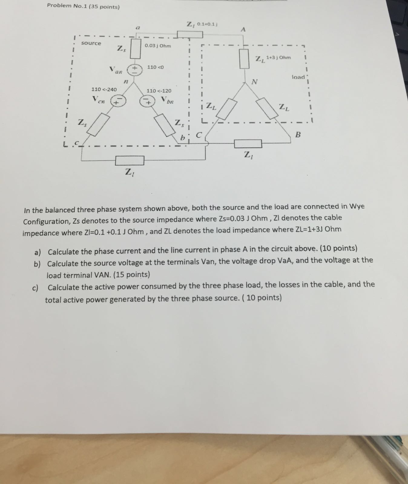 Solved In The Balanced Three Phase System Shown Above Both