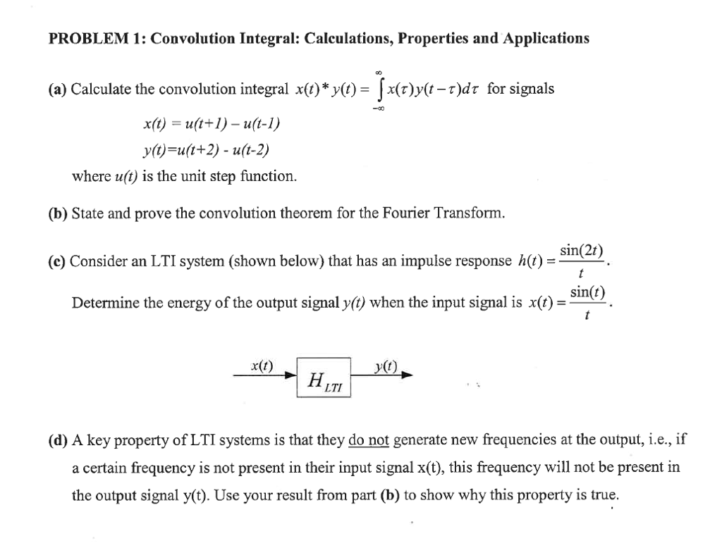 Solved Convolution Integral Calculations Properties And