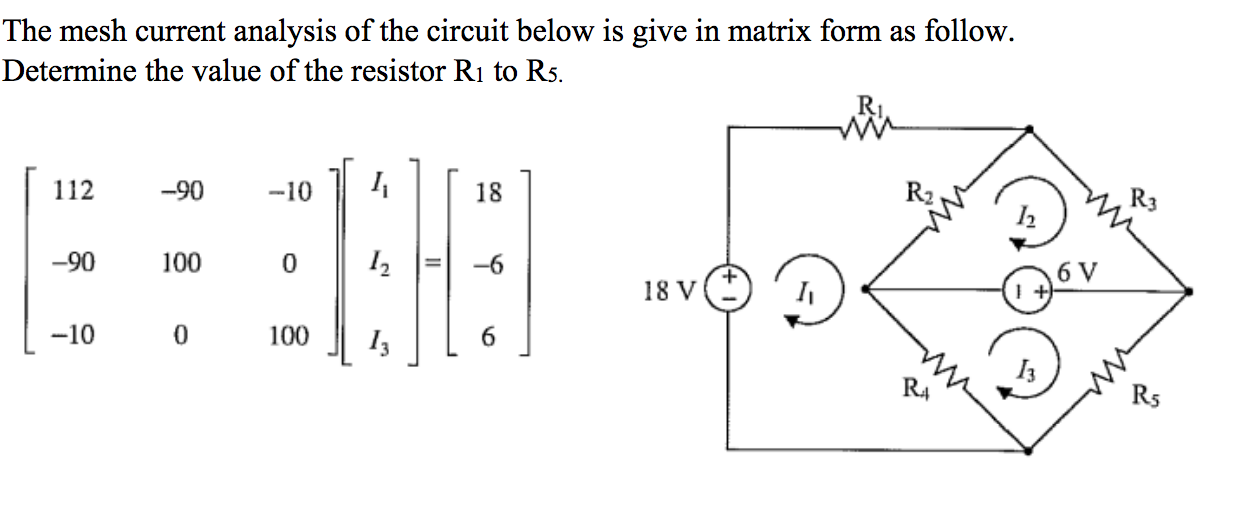 Solved The Mesh Current Analysis Of The Circuit Below Is