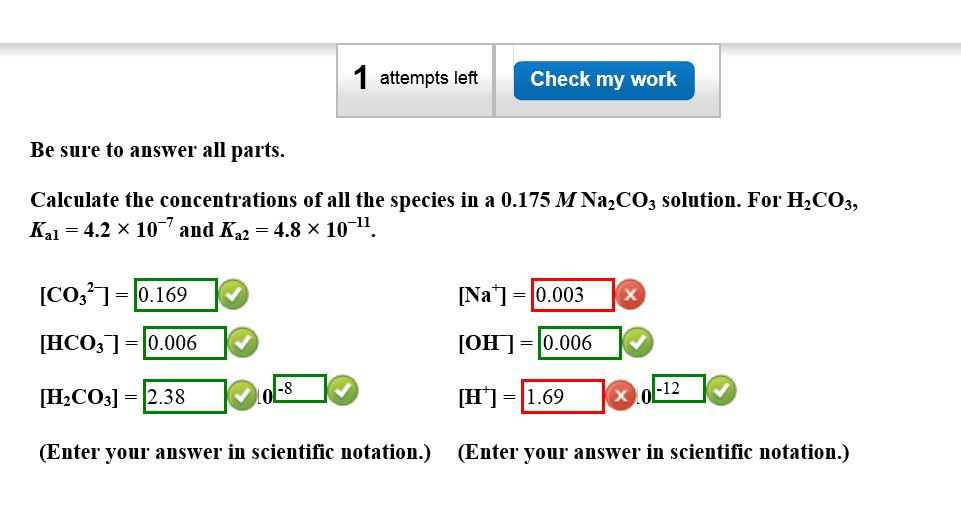 Solved Calculate The Concentrations Of All The Species In A