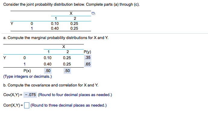 Solved Consider The Joint Probability Distribution Below