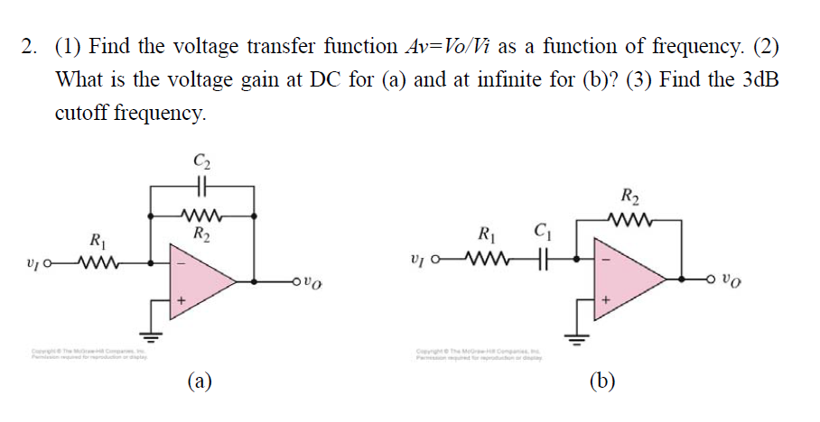 Solved Find The Voltage Transfer Function Avvovi As A