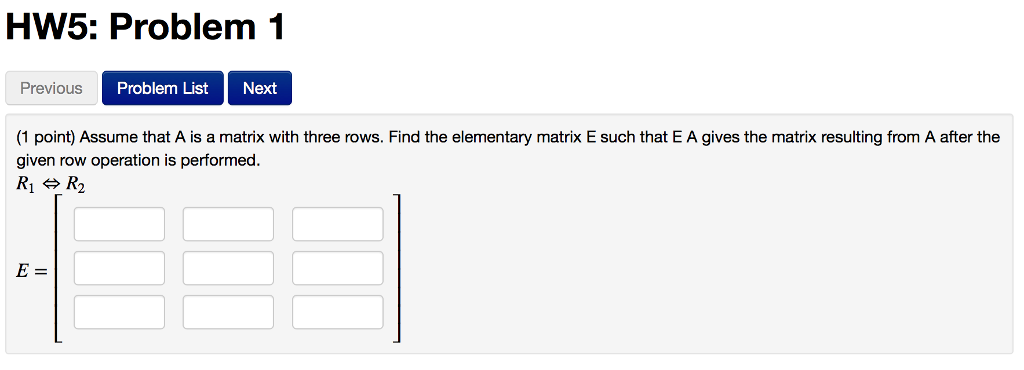 Solved Hw5 Problem Previous Problem List Next 1 Point