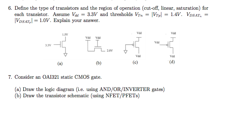 Solved 1 The Figure Below Shows Nmos And Pmos Devices With