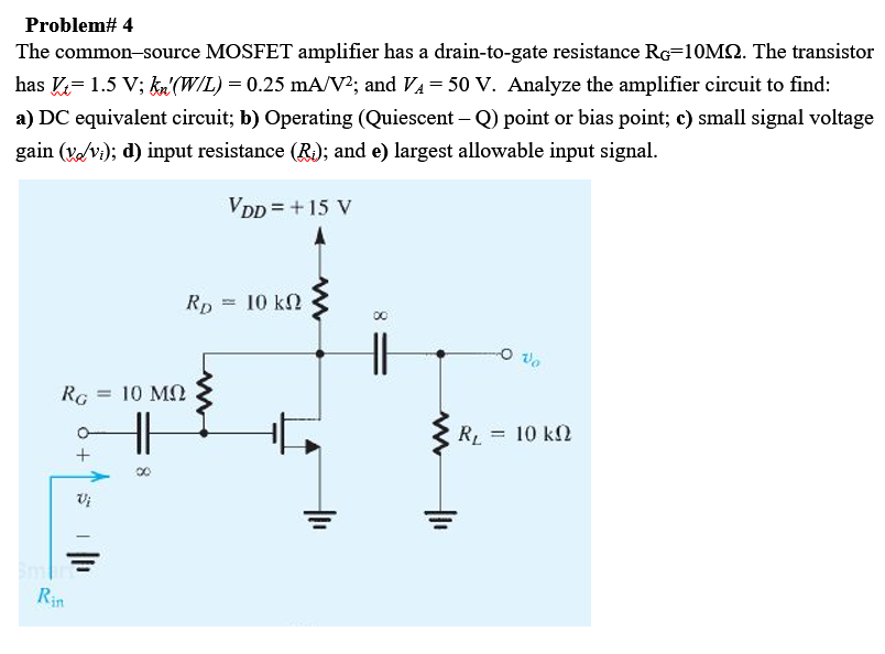 Solved The Common Source Mosfet Amplifier Has A