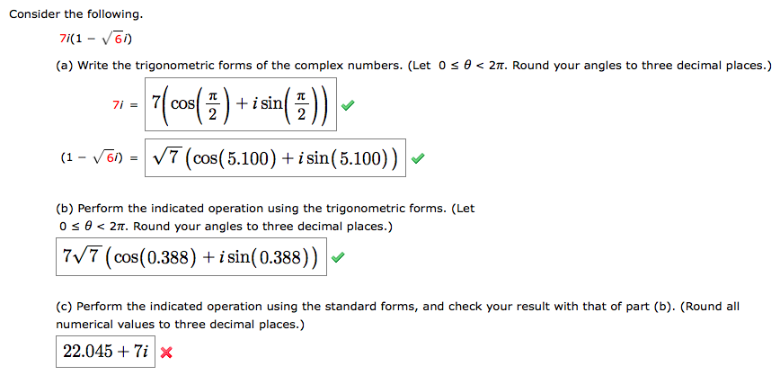 Solved Write The Trigonometric Forms Of The Complex Numbers