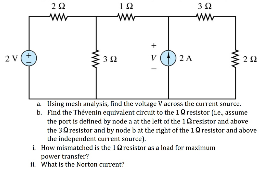 Solved Using Mesh Analysis Find The Voltage V Across The